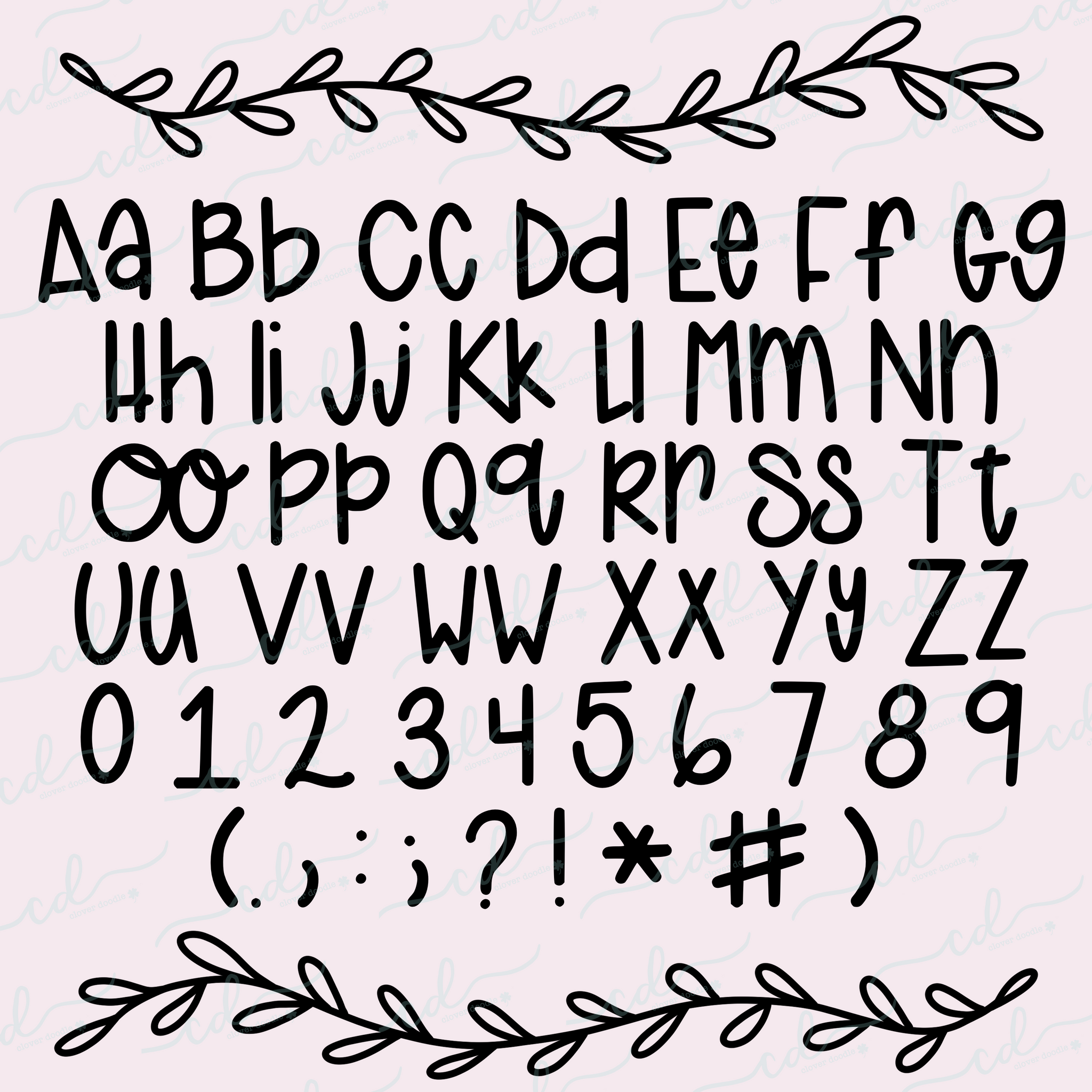 {Whimsy Doodle} OTF Hand-lettered Font- CD – Clover Doodle, LLC
